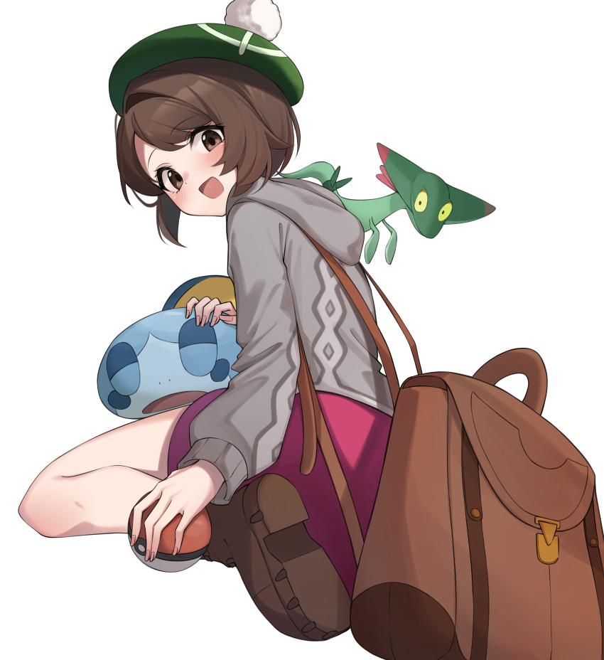 Safebooru - 1girl absurdres backpack bag blush brown bag brown eyes brown hair cardigan ...