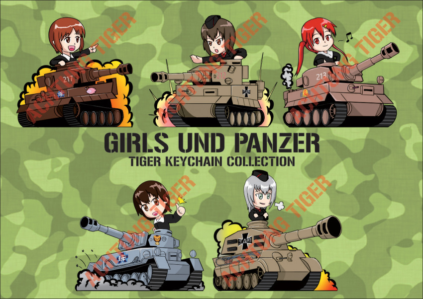 Safebooru - 5girls bellwall military uniform brown hair chibi girls und ...