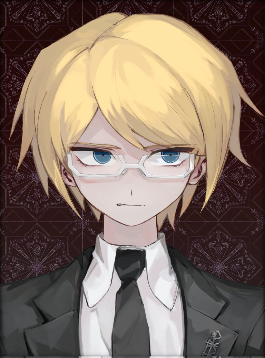 Safebooru - 1boy black jacket black necktie blonde hair blue eyes collared shirt danganronpa ...