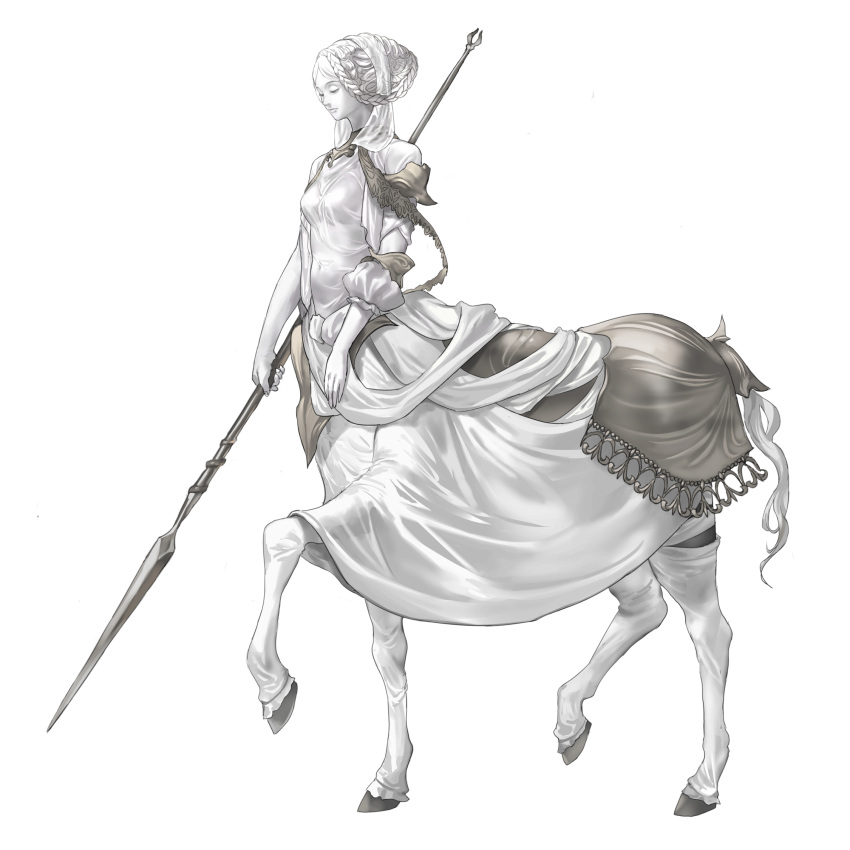 Safebooru - 1girl braid breasts centaur closed eyes closed mouth ...