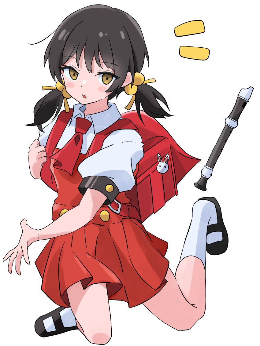 Safebooru - 1girl absurdres amanotti 01 ascot backpack bag bag charm black hair blush stickers ...