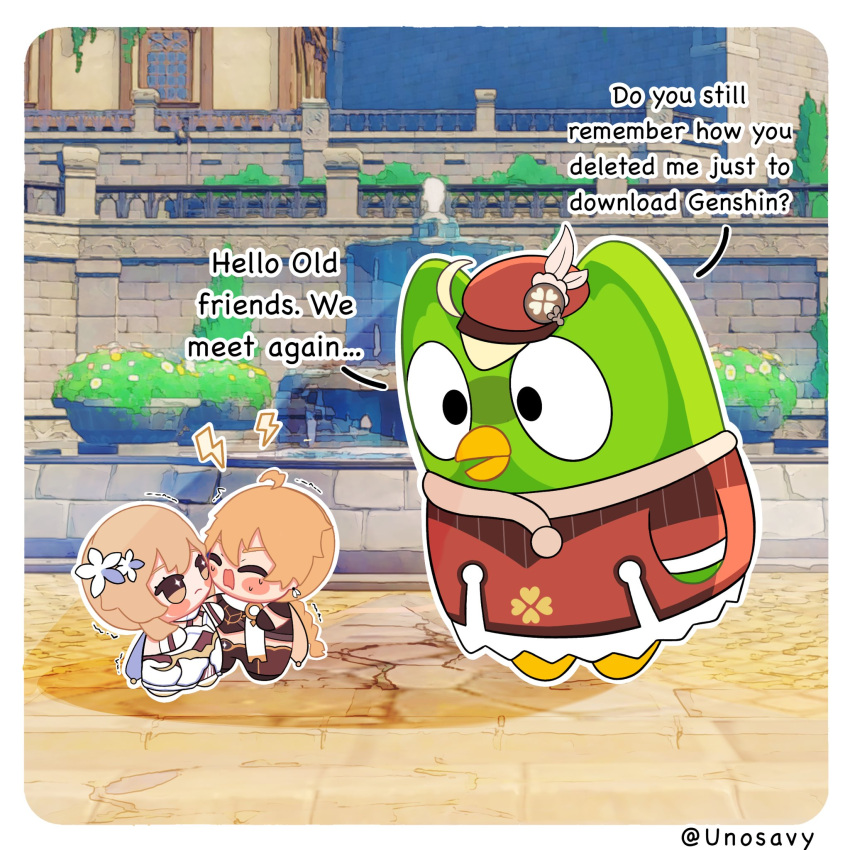 Safebooru - aether (genshin impact) ahoge blonde hair chibi closed eyes ...