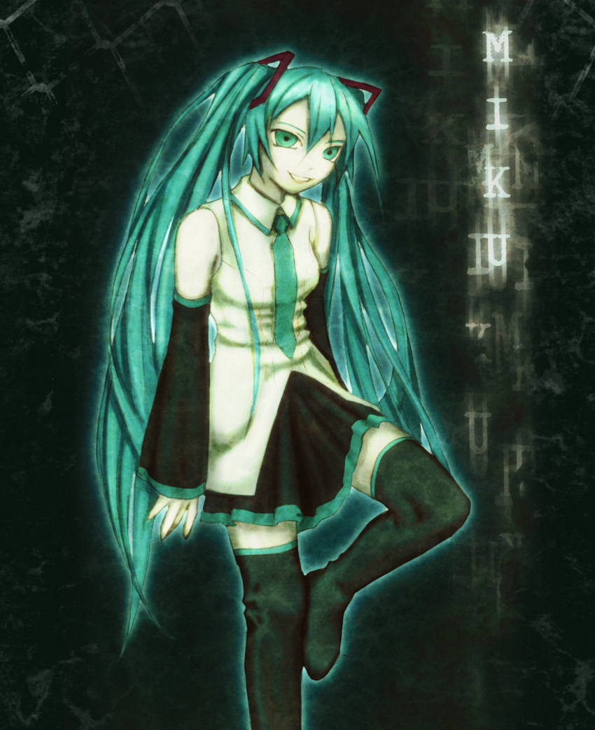 Safebooru - 1girl aqua eyes aqua hair black background black footwear black skirt character name ...