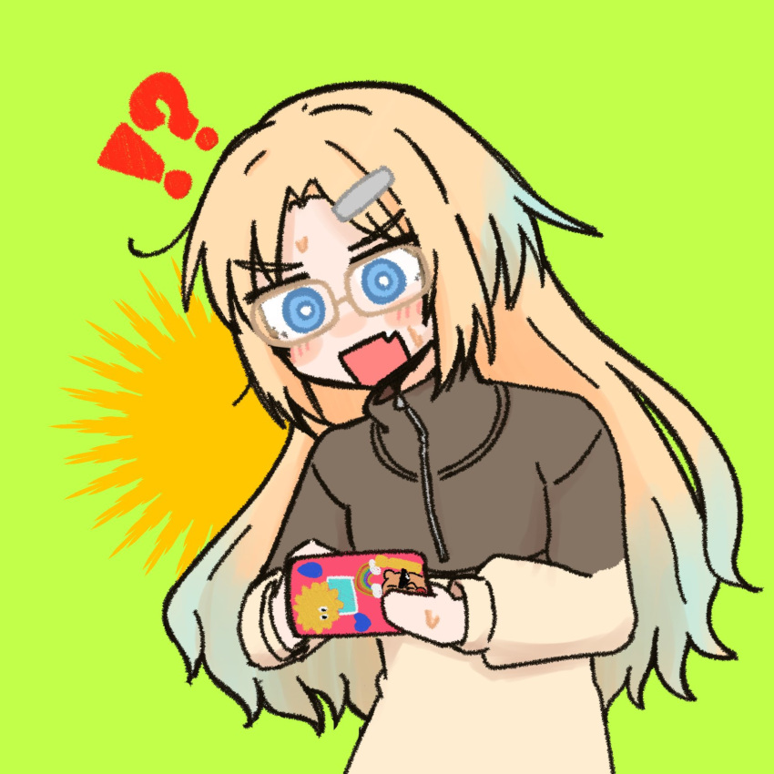 Safebooru - !? 1girl amado (amaddo club) blonde hair blue eyes blue ...
