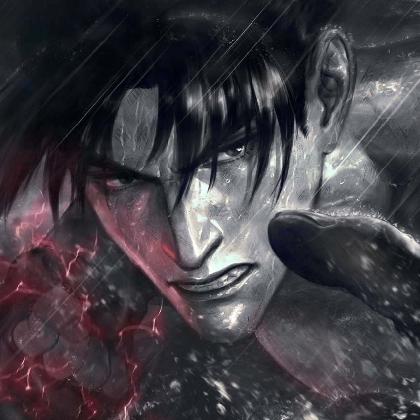 Safebooru - 1boy black hair clenched teeth cropped electricity fighting ...