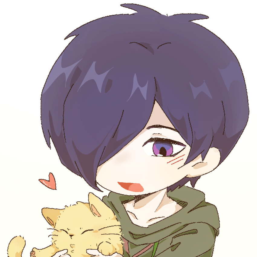 Safebooru - 1boy aiba ibuki animal cat chinese commentary collarbone ...