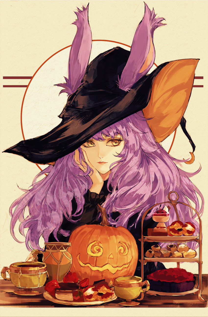 Safebooru - 1girl absurdres animal ears big hair black dress dress expressionless final fantasy ...