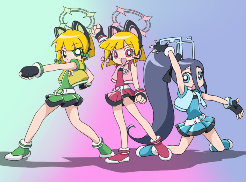 Safebooru - 3girls absurdly long hair alternate costume animal ear headphones animal ears aqua ...