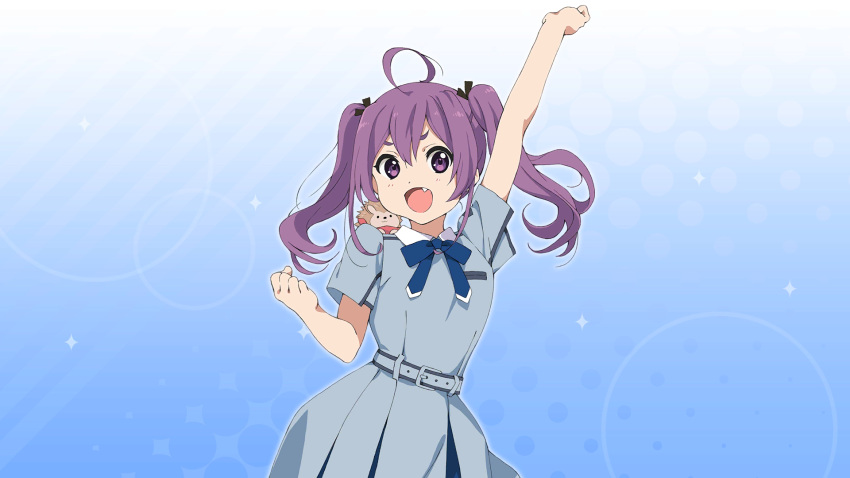 Safebooru - 1girl 22/7 22/7 ongaku no jikan ahoge arm up belt black bow black ribbon blue ...