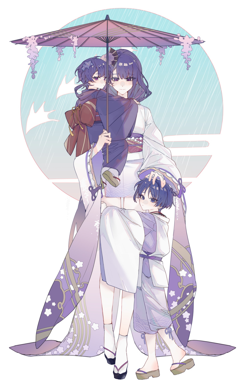 Safebooru - 1boy 2girls absurdres aged down blunt bangs braid carrying cdzrc genshin impact hair ...