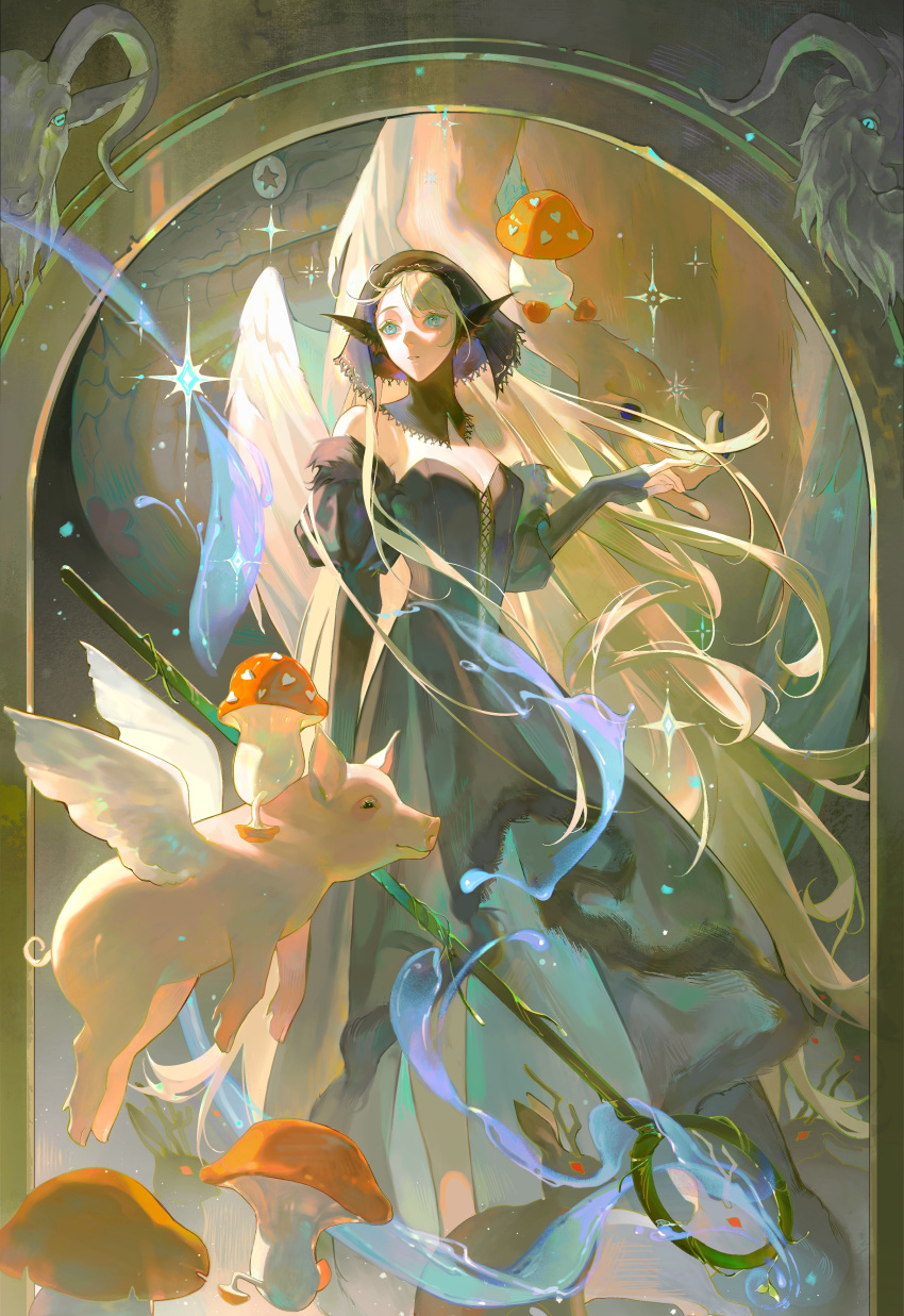 Safebooru - 1girl absurdres ambrosia (dungeon meshi) animal bare shoulders black dress black ...