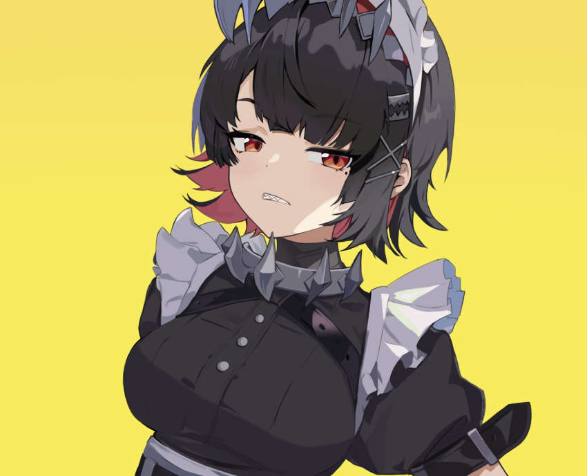 Safebooru - 1girl black dress black hair colored inner hair dress ellen ...