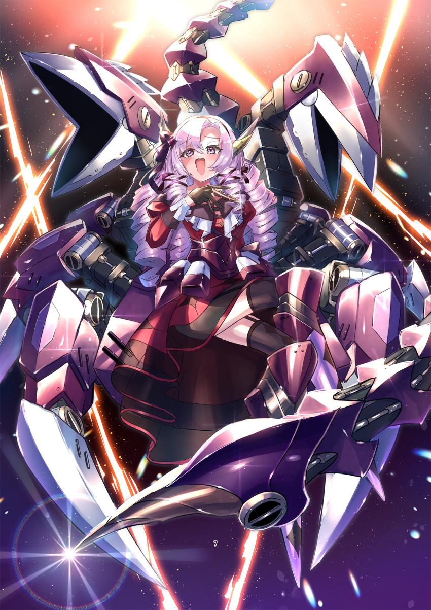 Safebooru - 1girl black gloves black thighhighs blush crossed legs dress drill hair full body ...