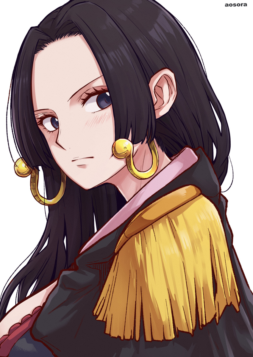 Safebooru - 1girl aosora2823 artist name black eyes black hair blush boa hancock closed mouth ...