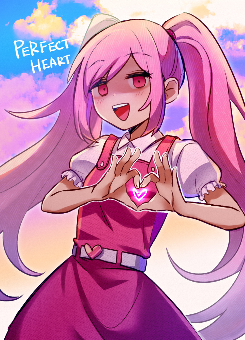 Safebooru - 1girl blush dress hair between eyes heart heart hands ...