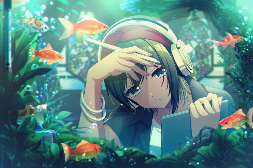 Safebooru - akashi maho black hair d4dj dress short hair smile violet eyes | 4967347