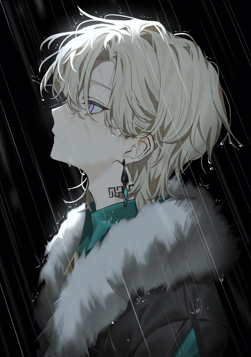 Safebooru - 1boy aventurine (honkai: star rail) black jacket blonde hair blue eyes blue shirt ...