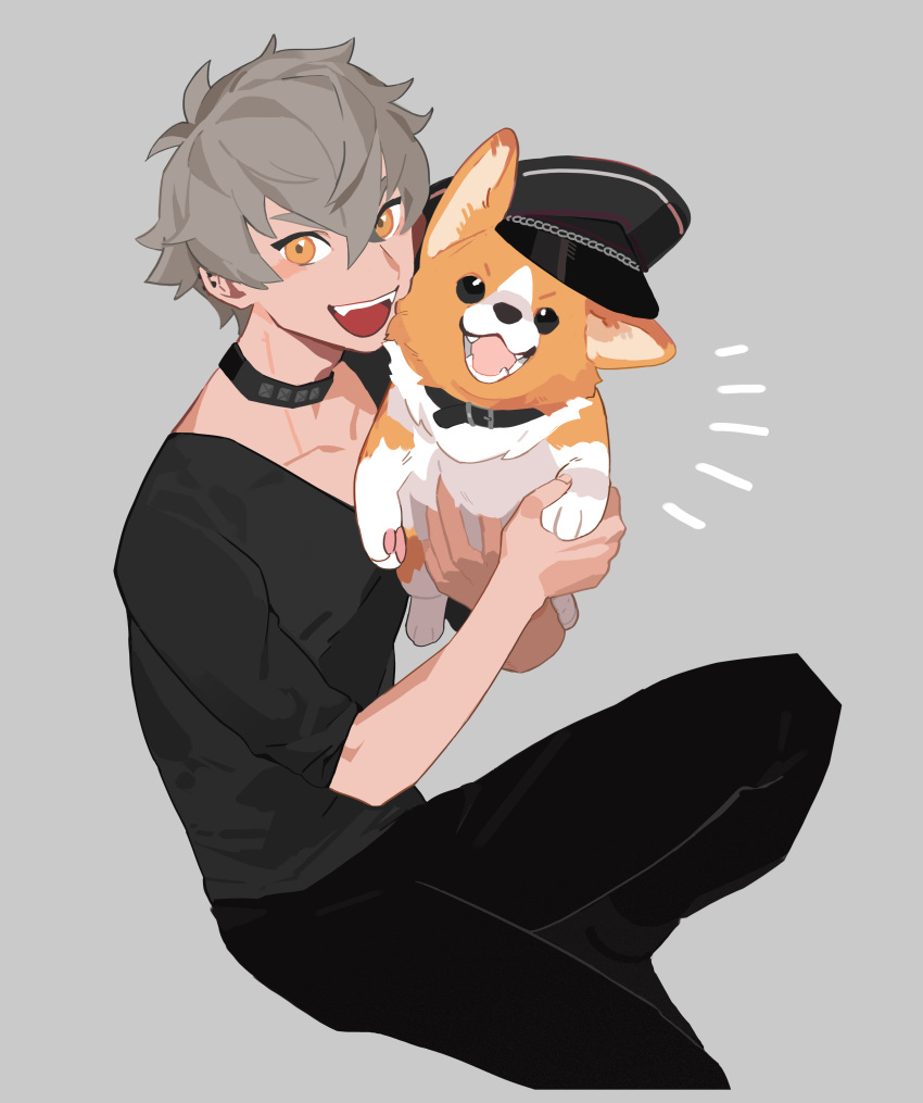 Safebooru - 1boy :d absurdres animal choker dog ensemble stars! foot ...