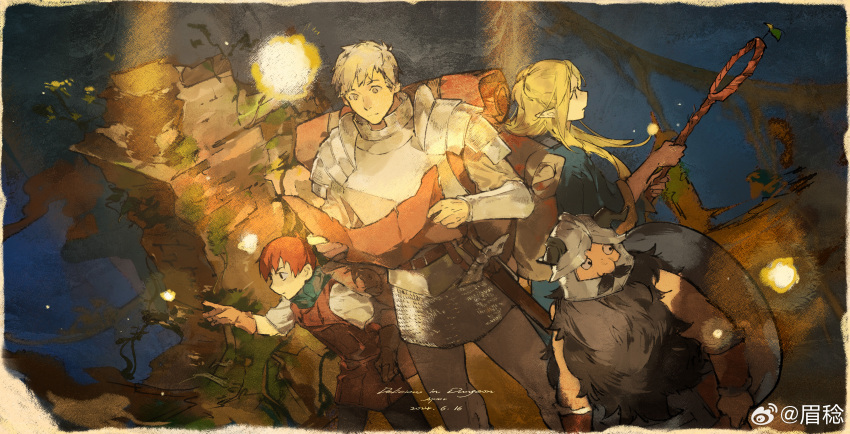 Safebooru - 1girl 3boys absurdres armor blonde hair chilchuck tims dungeon meshi elf highres ...