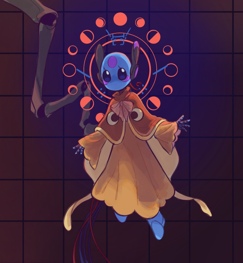 Safebooru - 1girl barefoot blue aura blue eyes blue skin bow brown ...