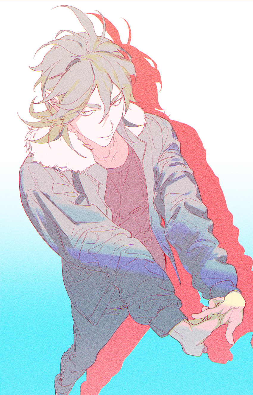 Safebooru - 1boy absurdres blue jacket brown hair closed mouth commentary request duckchuni film ...