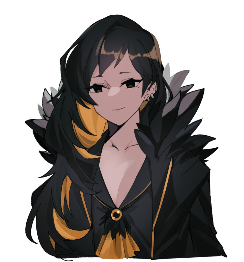 Safebooru - 0o0onnk 1girl ascot binah (project moon) black eyes black feathers black hair black ...