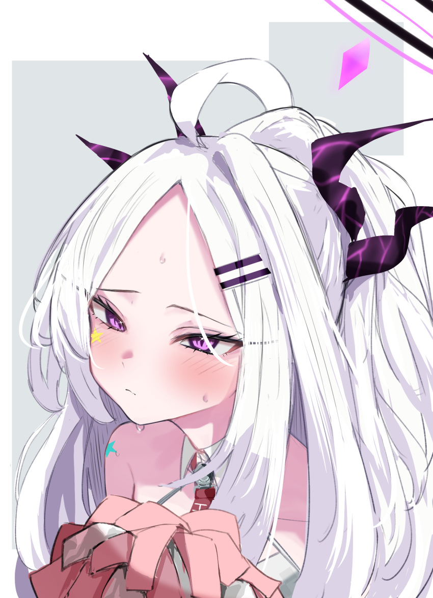 Safebooru - 1girl absurdres ahoge alternate costume bare shoulders black horns blue archive ...