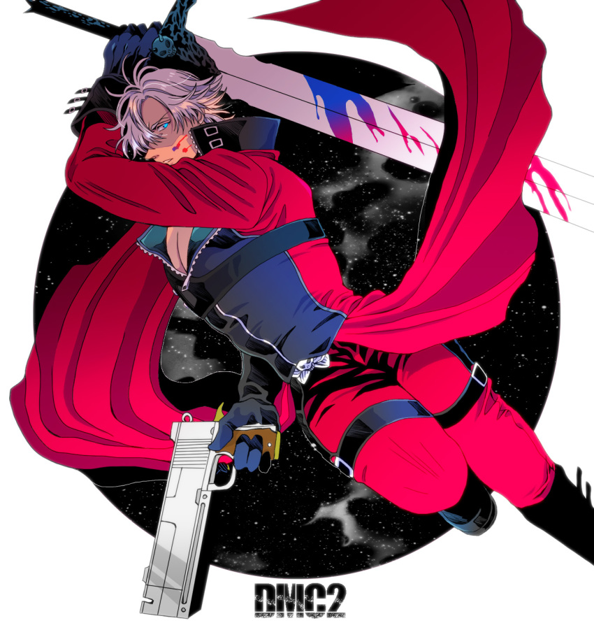 Safebooru - 1boy belt black gloves blood blood on face blue eyes ...