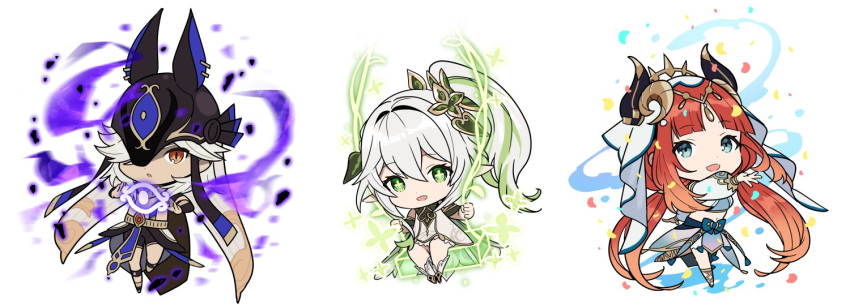 Safebooru - 1boy 2girls chibi chibi only cyno (genshin impact) full ...