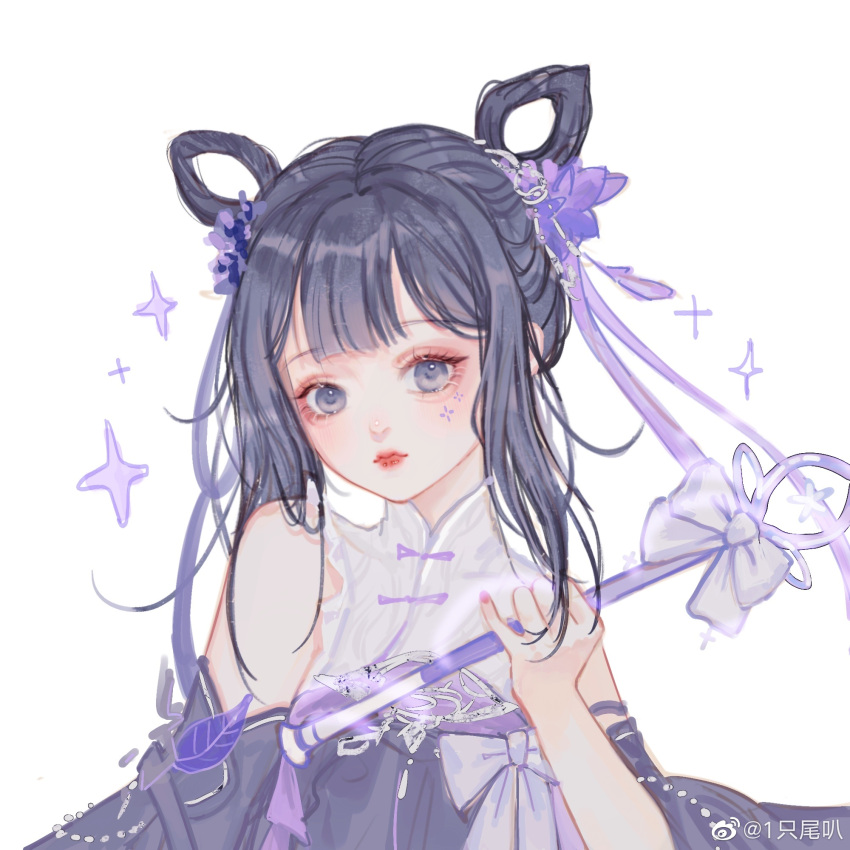 Safebooru - 1 zhi wei ba 1girl bare shoulders black hair blunt bangs ...