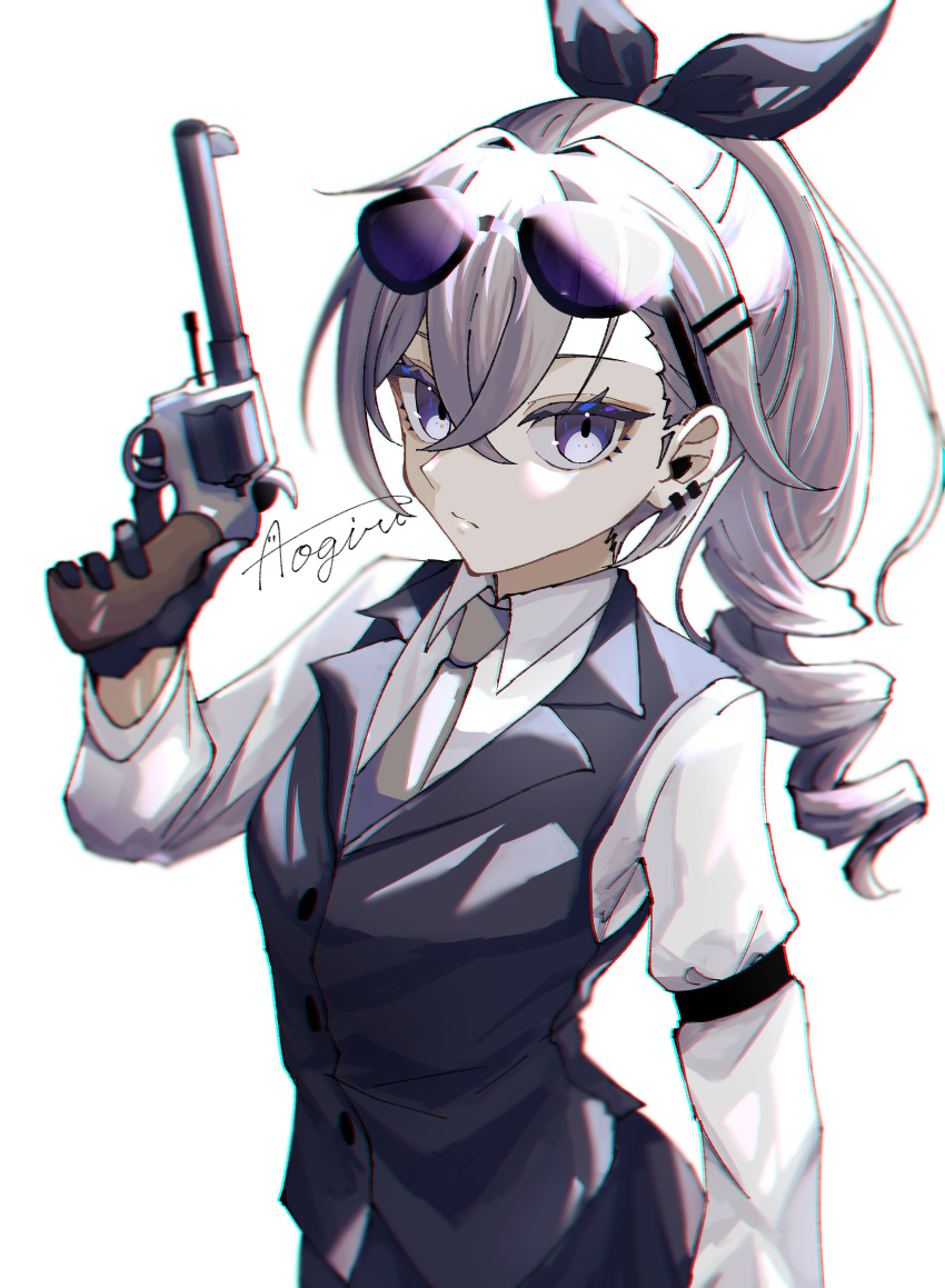 Safebooru - 1girl absurdres aogiri (aogiri 417) arm strap black gloves drill hair gloves grey ...