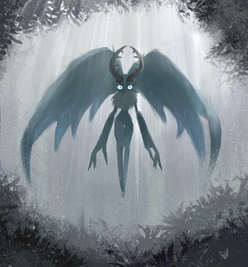 Safebooru - antlers blue fur fecto elfilis forest full body furry ...