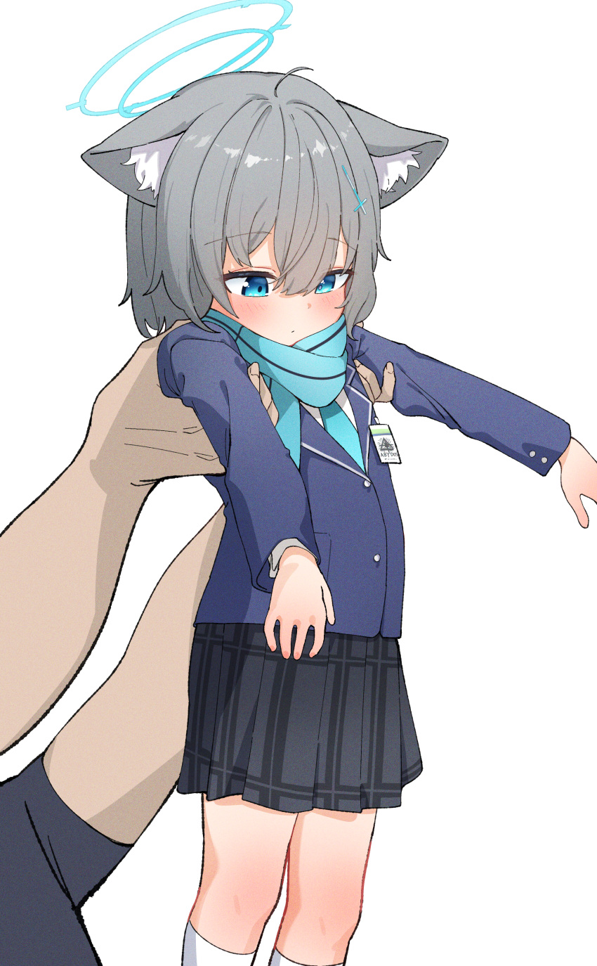 Safebooru - 1girl 1other absurdres animal ear fluff animal ears black jacket black skirt blazer ...