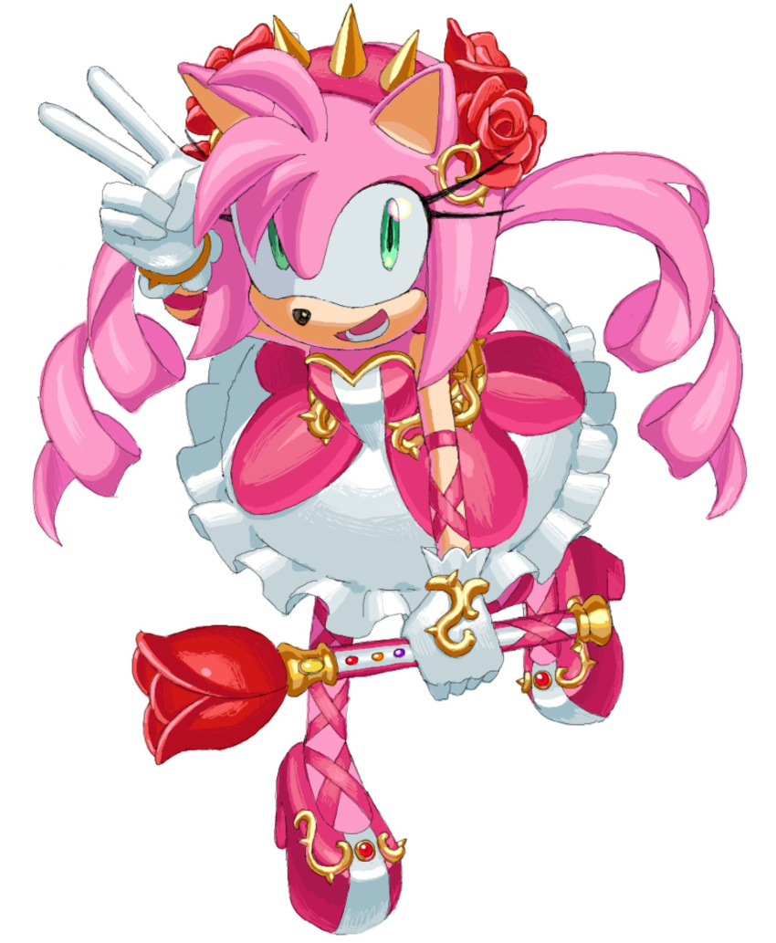 Safebooru - 1girl 3i8akira alternate costume amy rose animal nose dress ...