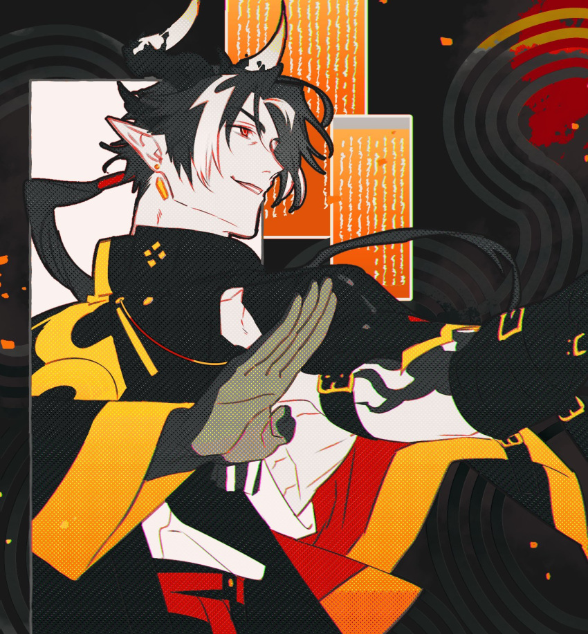 Safebooru - 1boy arknights black background black hair chong yue ...