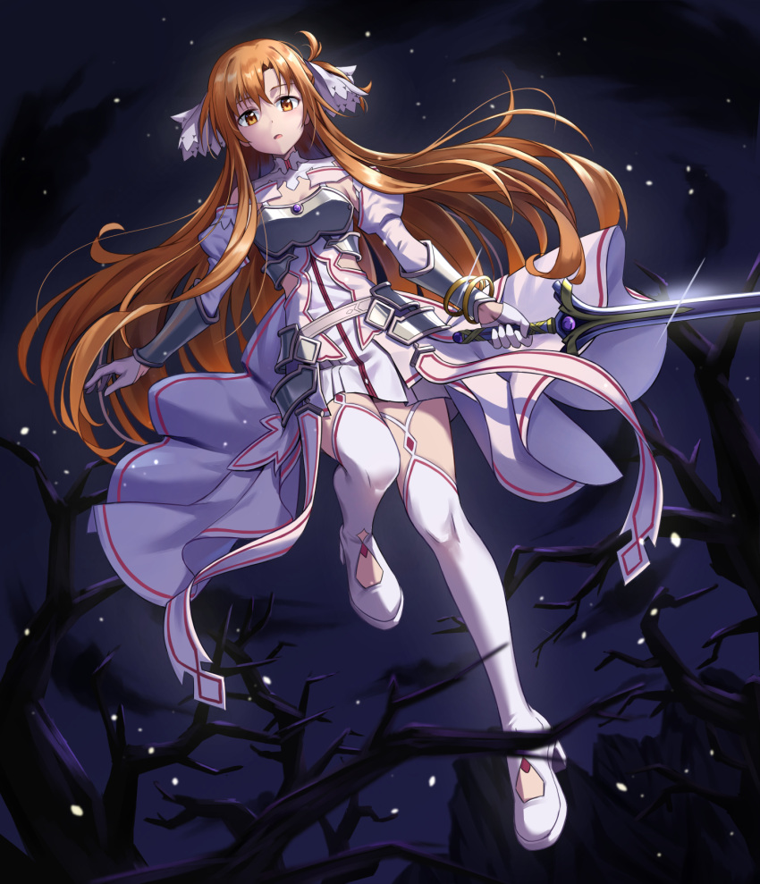 Safebooru - 1girl armor armored dress asuna (sao) asuna (stacia) (sao) boots breastplate brown ...