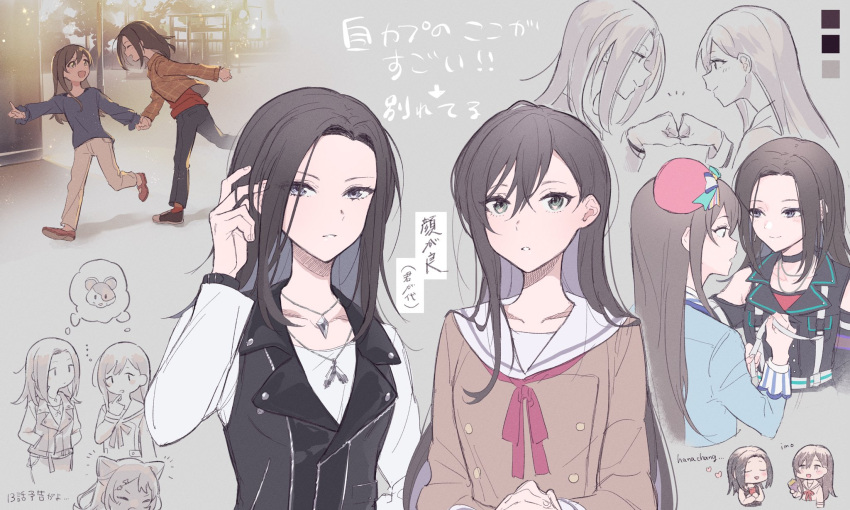 Safebooru - 3girls adjusting hair aged down bad id bad twitter id bang dream! black choker black ...