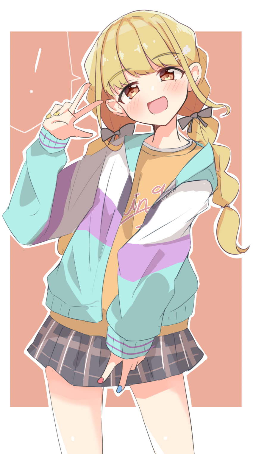 Safebooru - ! 1girl absurdres black skirt blonde hair blush braid fingernails fujita kotone ...