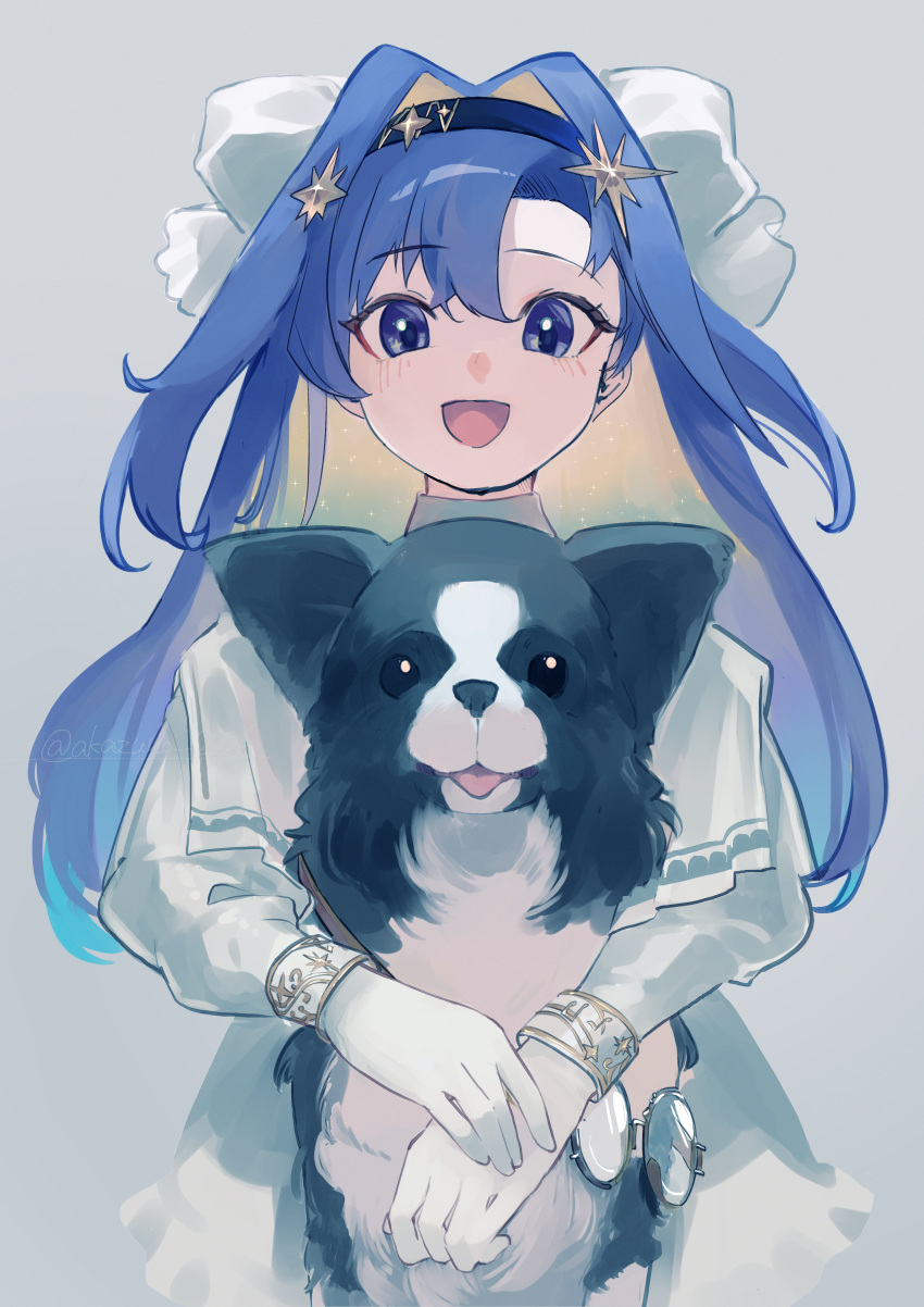 Safebooru - 1girl 1other :d absurdres akanoao wawawa blue eyes blue ...