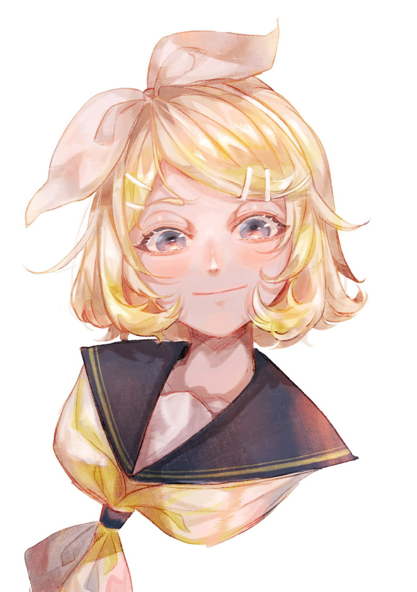 Safebooru - 1girl black sailor collar blonde hair blue eyes closed mouth hair ornament hairband ...