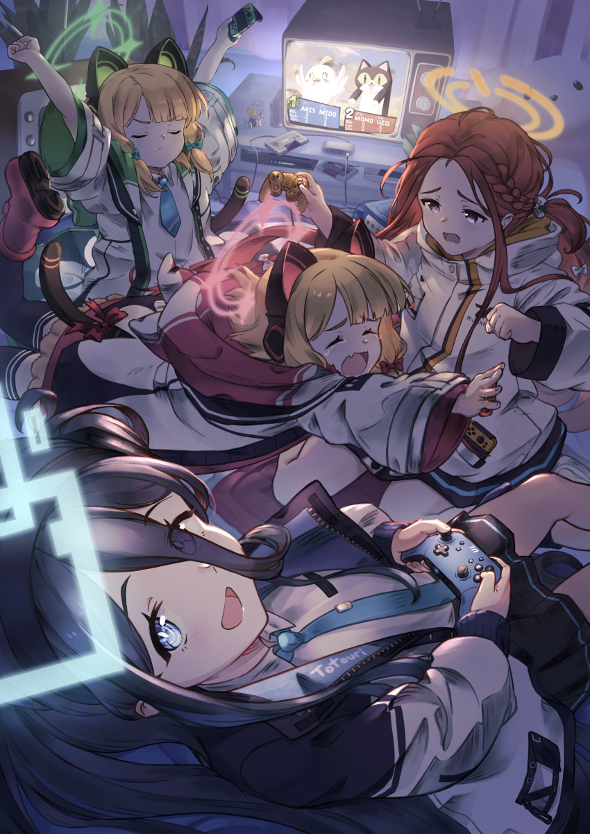 Safebooru - (robot) (blue archive) 4girls absurdly long hair absurdres animal ear headphones ...