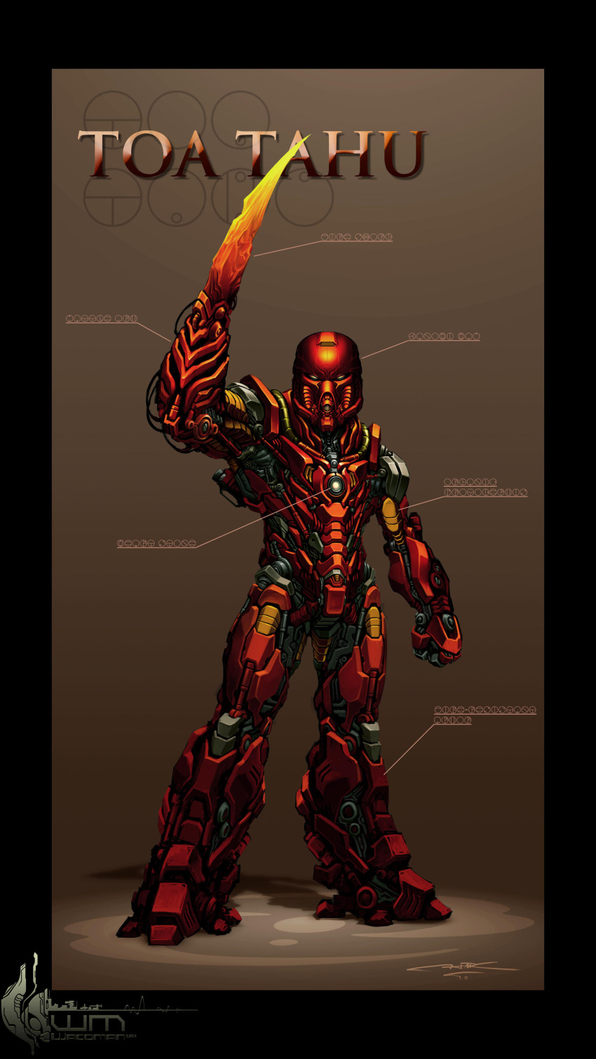 Safebooru - absurdres arm blade bionicle black border border character ...