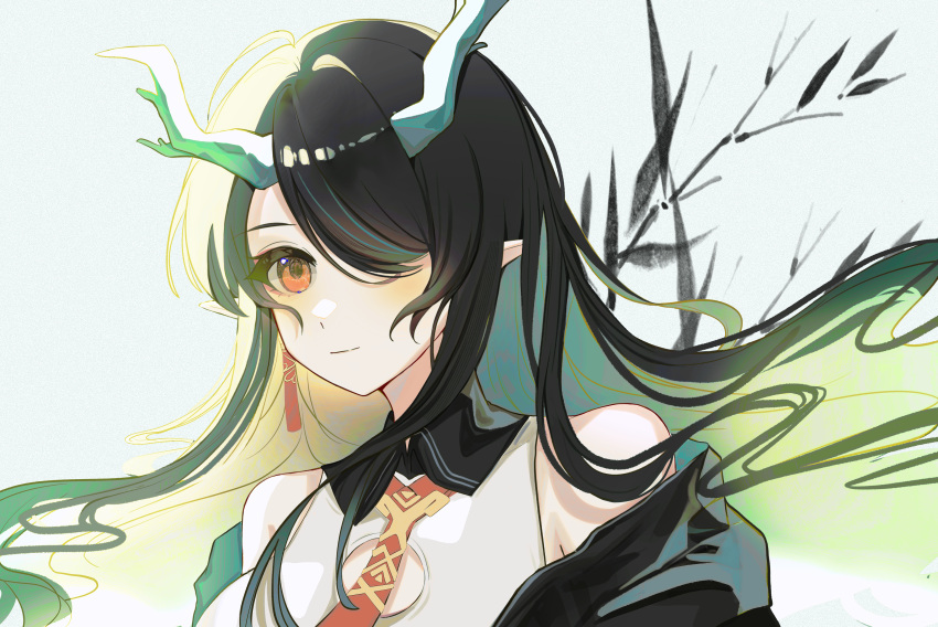 Safebooru - 1girl absurdres arknights black hair black jacket chasansui colored inner hair ...