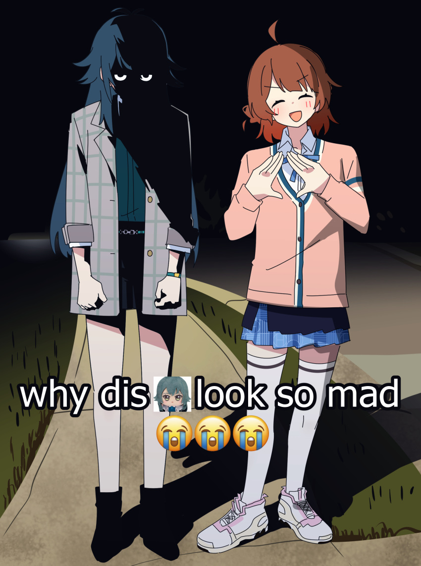 Safebooru - 2girls ^ ^ absurdres ahoge antenna hair black skirt blue ...