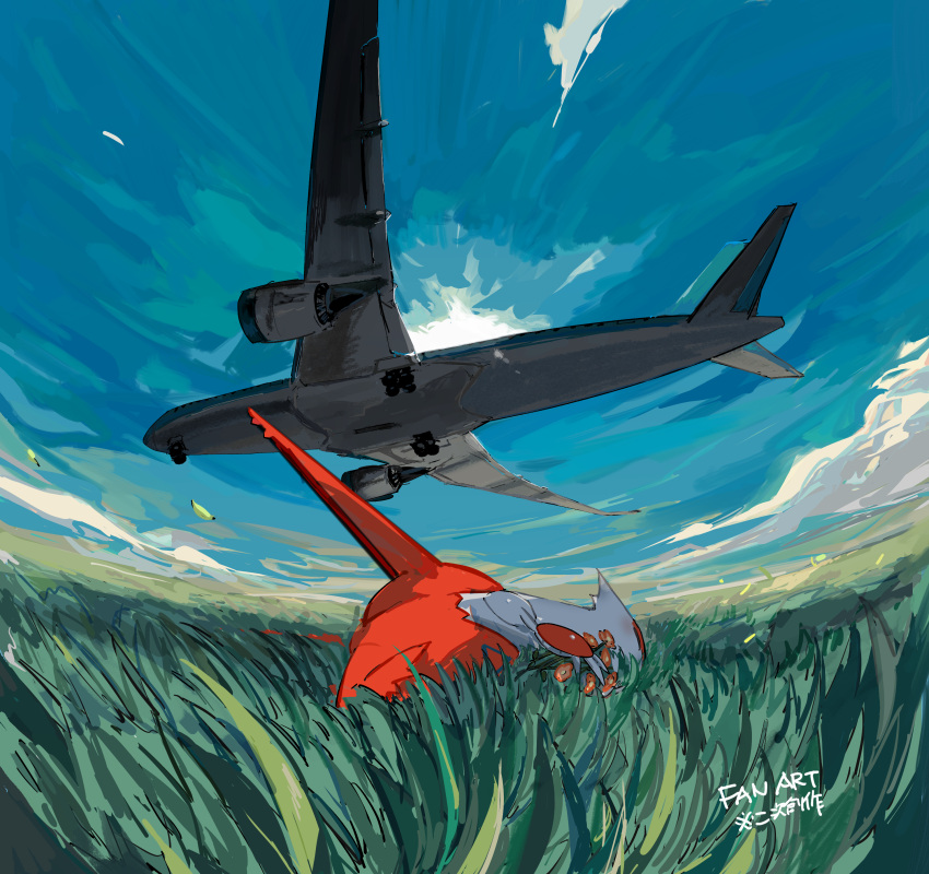 Safebooru - ^ ^ absurdres aircraft airplane animal focus apios blue sky ...