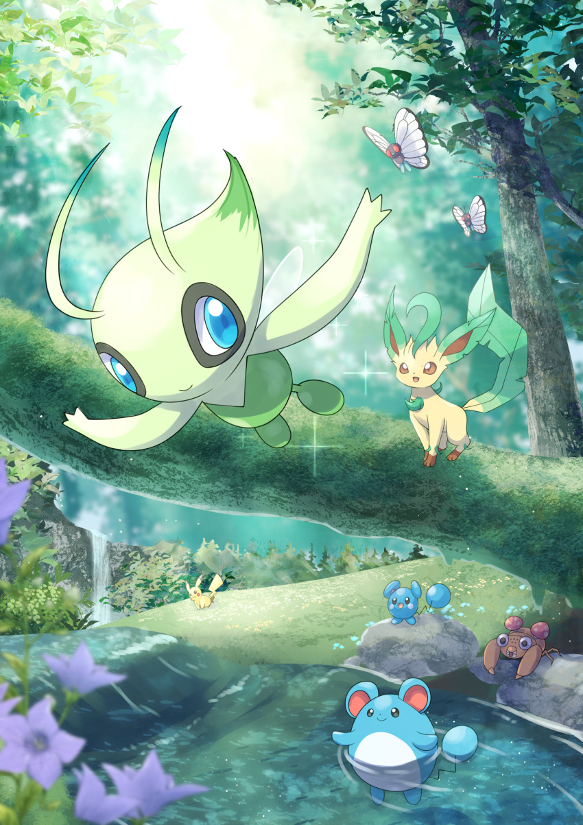 Safebooru - azurill blue eyes butterfree celebi closed mouth commentary ...