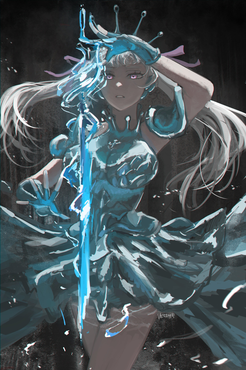 Safebooru - 1girl absurdres armor black clover blue armor grey hair highres hydrokinesis liquid ...