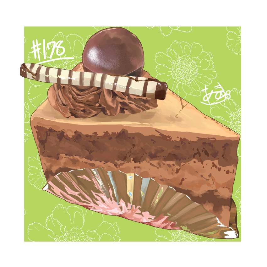 Safebooru - absurdres artist name cake cake slice chocolate cake chocolate icing floral ...