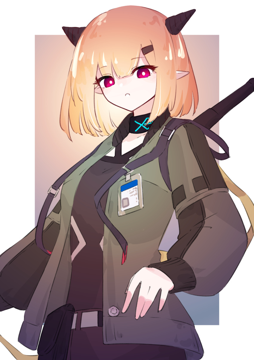 Safebooru - 1girl arknights belt pouch black choker black shirt black skirt blonde hair choker ...