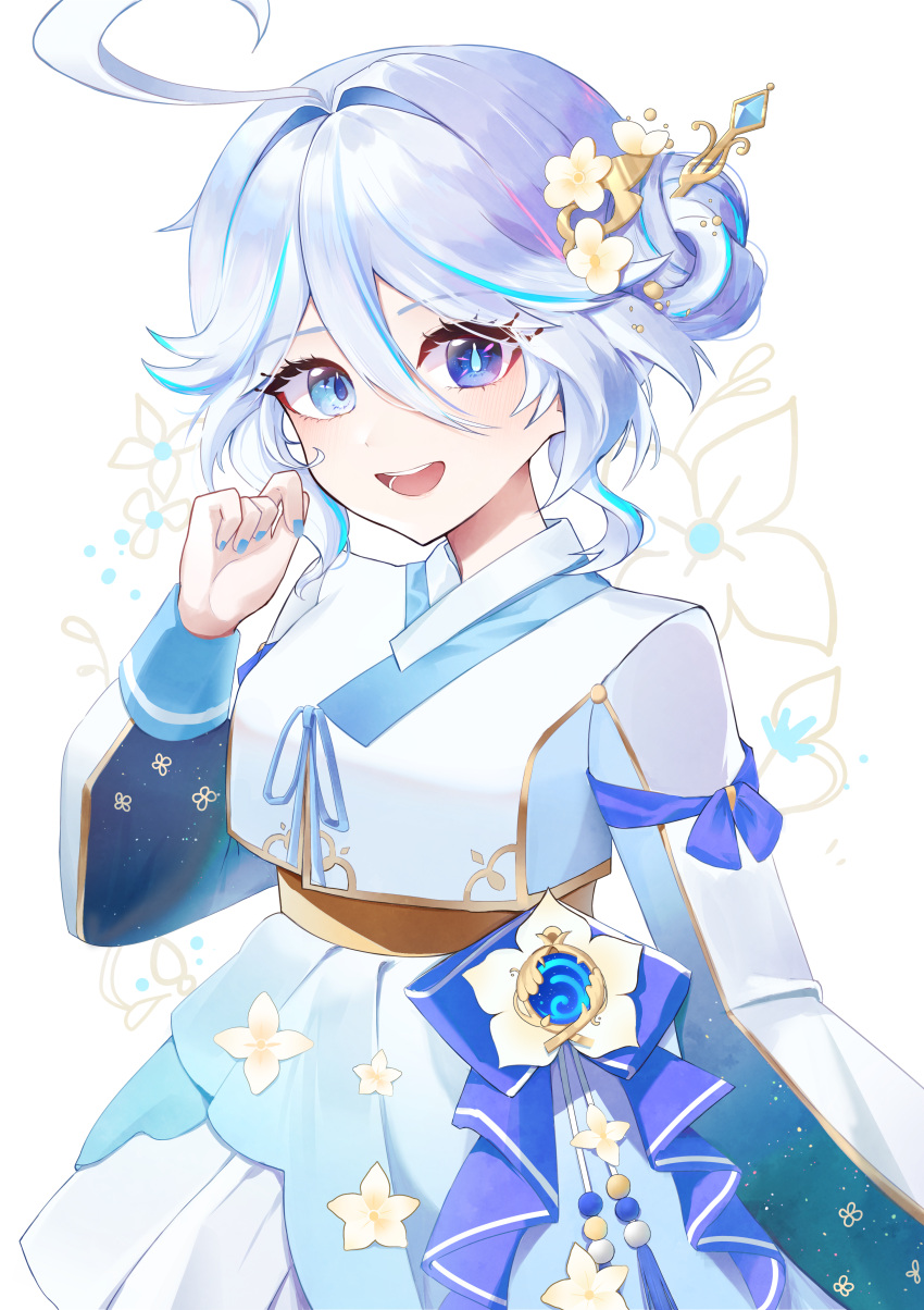 Safebooru - 1girl absurdres alternate costume blue eyes blue hair blue nails commentary request ...